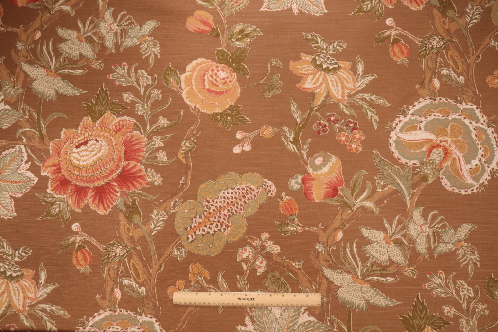 Thibaut Nicobar F95112 Printed Linen Blend Drapery Fabric in Brown by ...