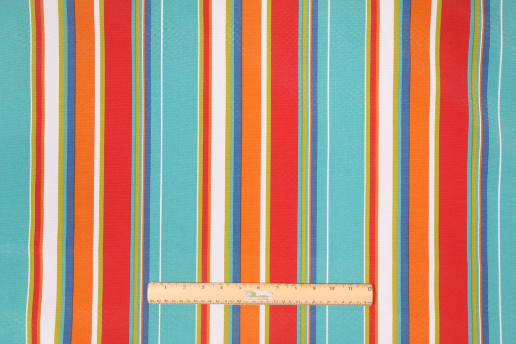 4.5 Yards Richloom Cove Stripe Printed Polyester Outdoor Fabric in Fiesta