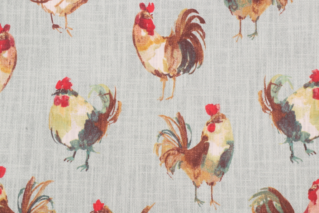 Richloom Rooster Printed Cotton Drapery Fabric in Summer