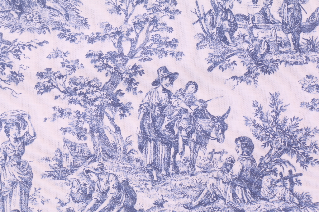 2 Yards Waverly Rustic Toile Printed Cotton Drapery Fabric in Navy