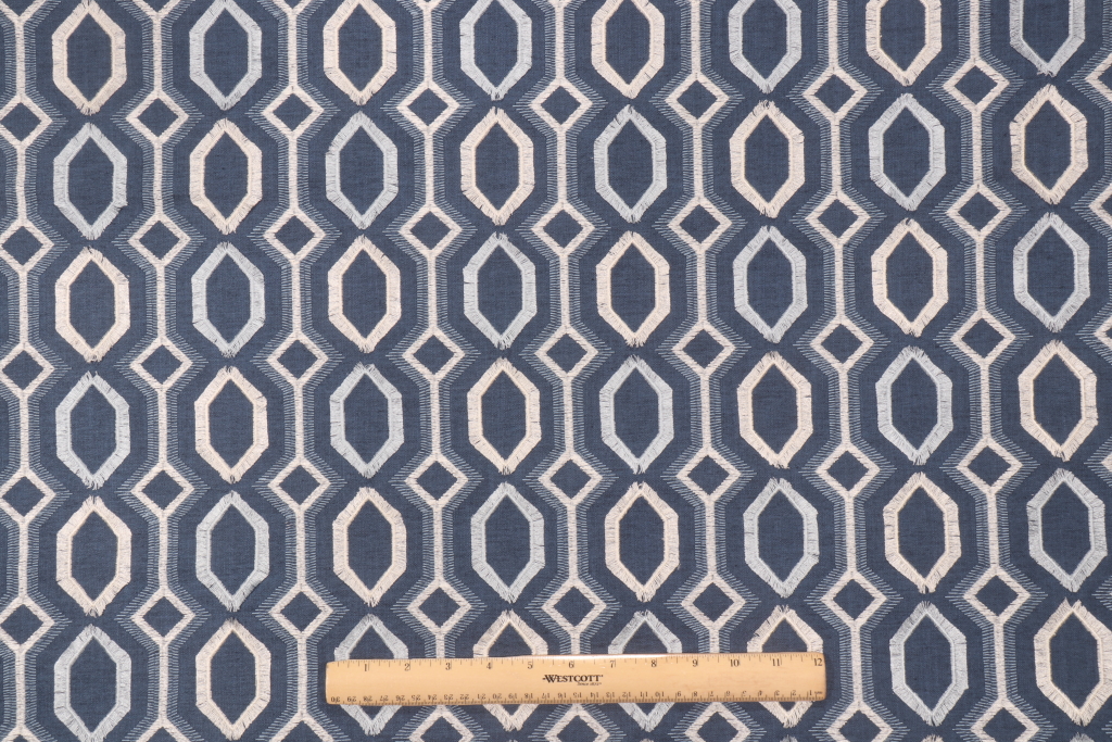 Waverly Maisie Emb Embroidered Drapery Fabric in Denim