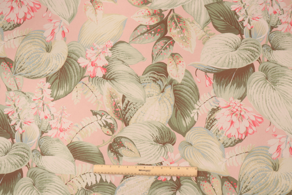 PK Lifestyles Hostas Meadow Printed Cotton Drapery Fabric in Tearose
