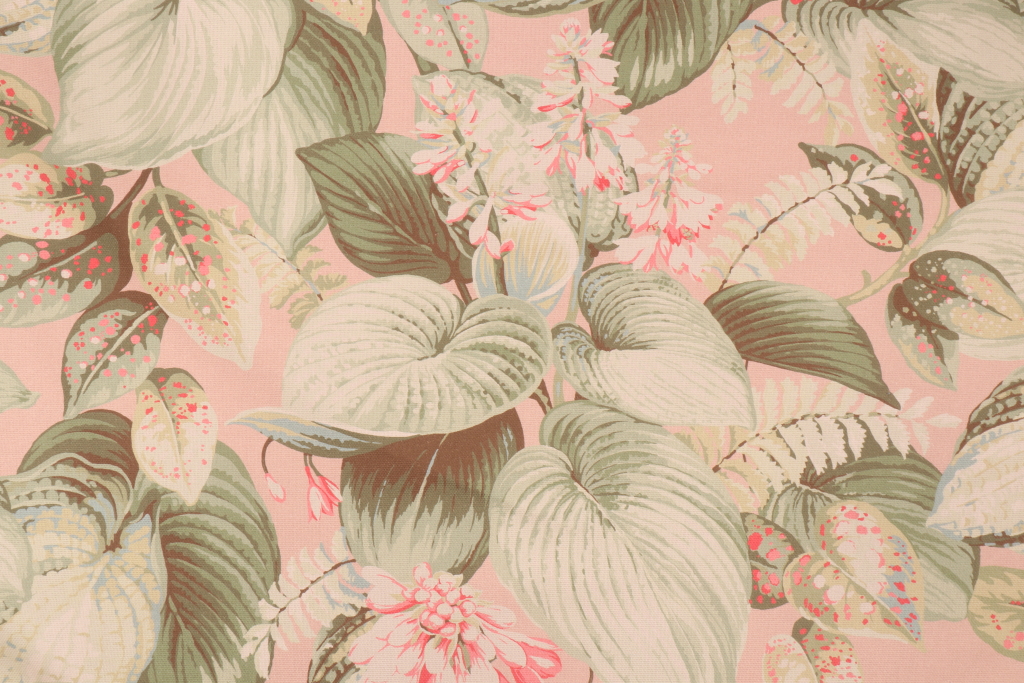 PK Lifestyles Hostas Meadow Printed Cotton Drapery Fabric in Tearose