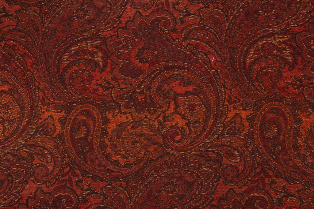 3.75 Yards Paisley Tapestry Upholstery Fabric in Rust