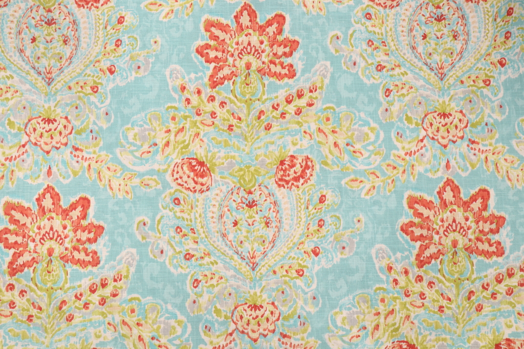 Dena Home Crystal Vision Printed Linen Blend Drapery Fabric in Capri