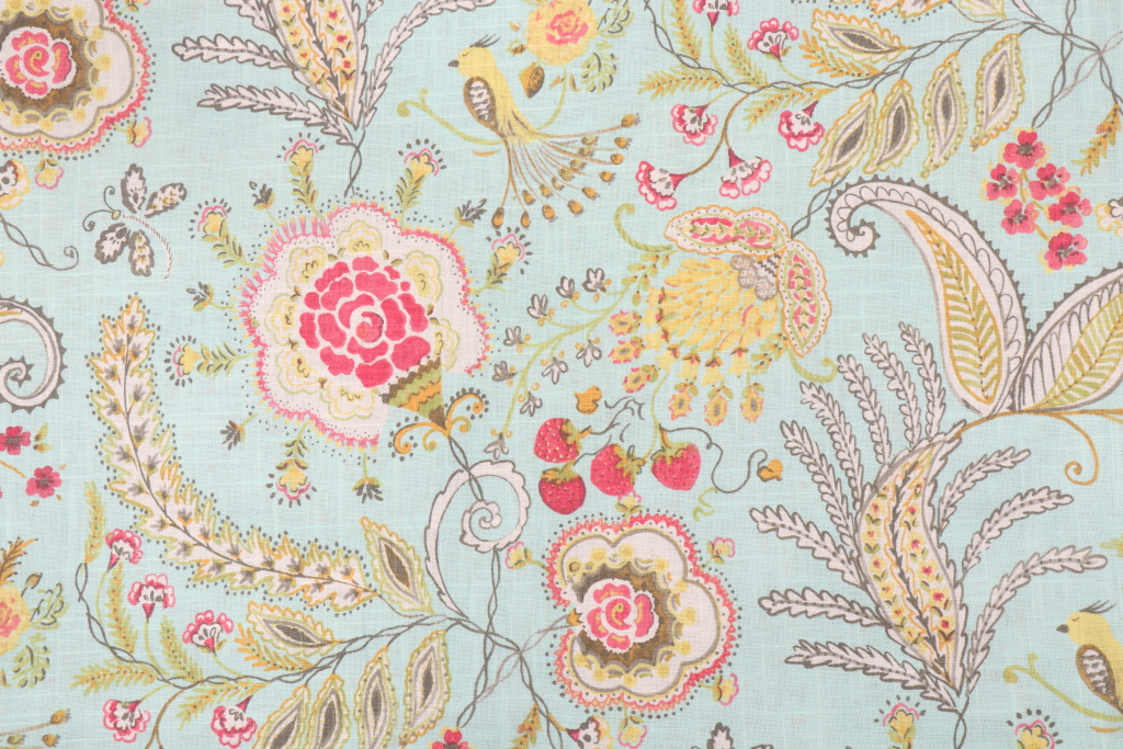Dena Home Hidden Charms Printed Linen Blend Drapery Fabric in Blossom