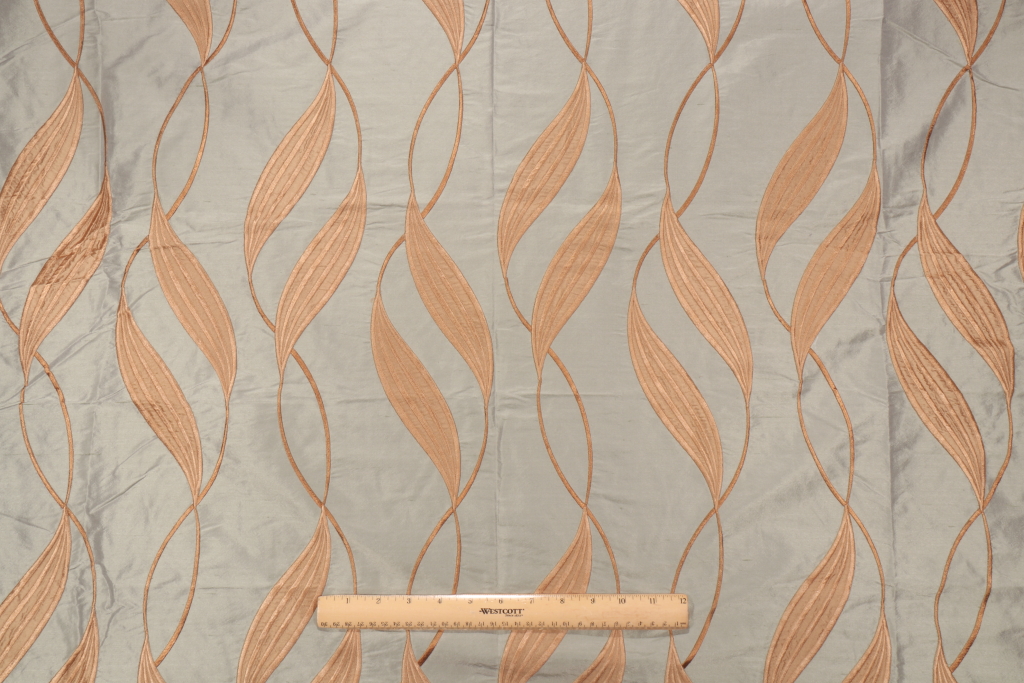 1.25 Yards Grey Watkins Channing Embroidered Silk Blend Decorator ...
