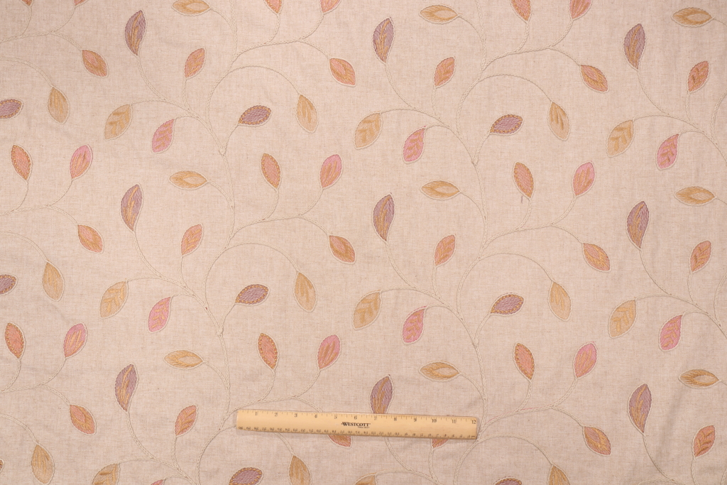 Kaufmann Tailormade Embroidered Linen Drapery Fabric in Spice
