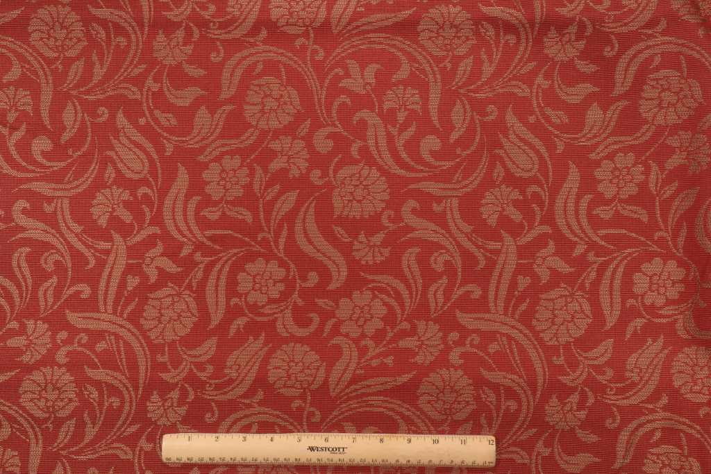3 Yards Fabricut Paisley Damask Upholstery Fabric in Rust