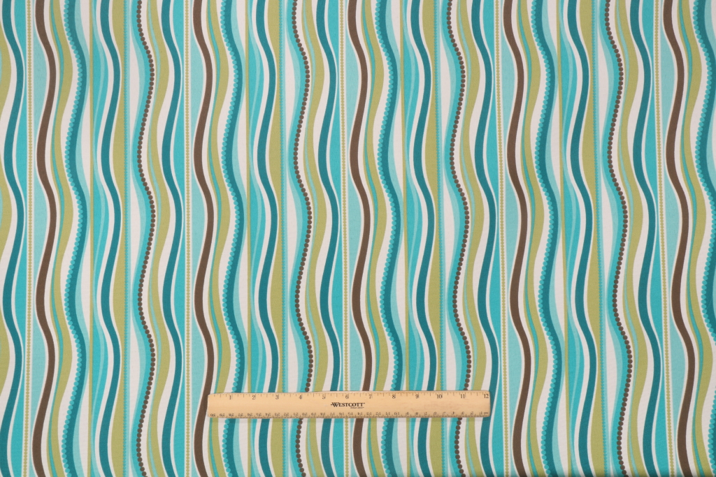 Tempotest Wave Printed Polyester Outdoor Fabric in Peacock