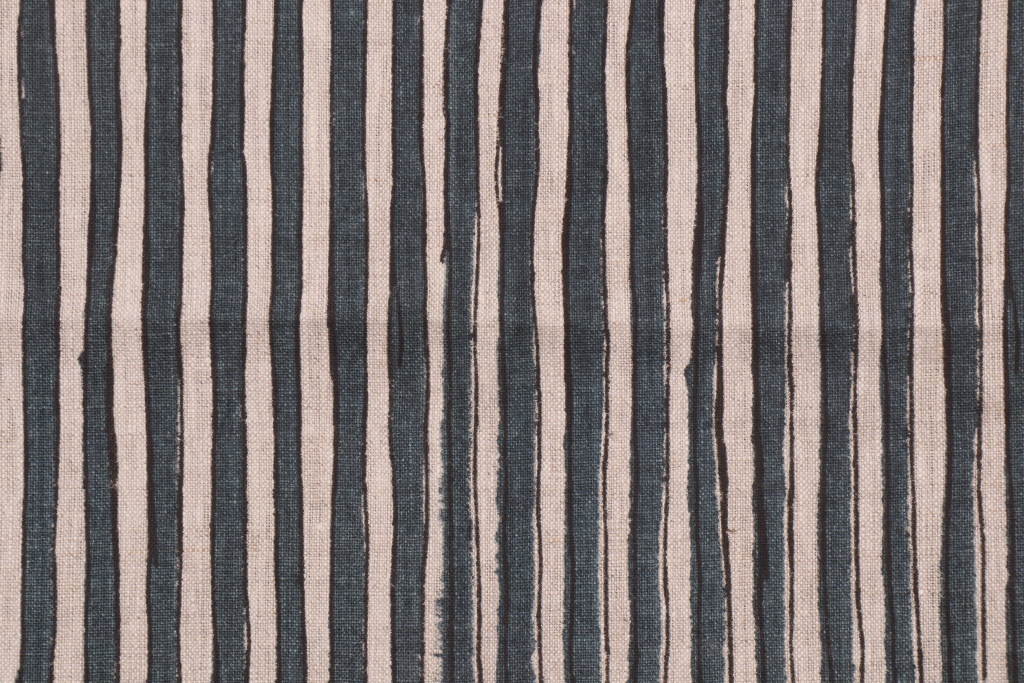 1.25 Yards Vertical Stripe Printed Drapery Fabric in Blue/Beige