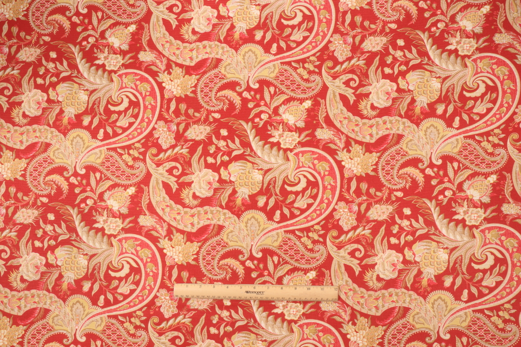 3.5 Yards Waverly Rhapsody Printed Cotton Drapery Fabric in Crimson