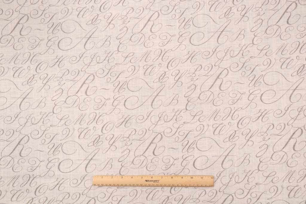 3 Yards Waverly Cursive Caps Printed Linen Blend Drapery Fabric in Silver