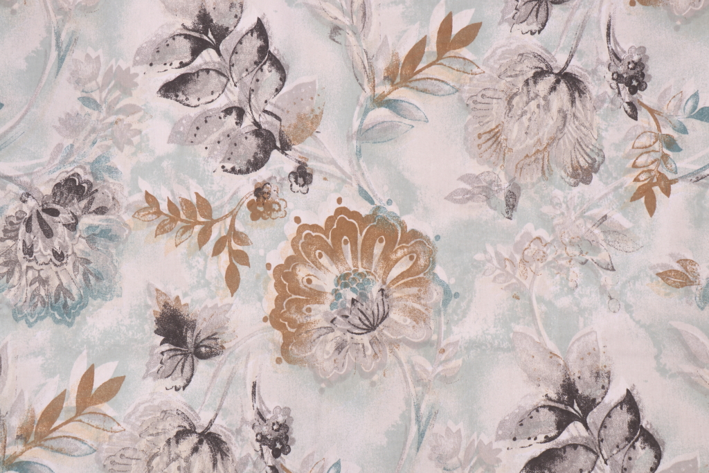 Kelly Ripa Home Light-Hearted Printed Cotton Twill Drapery Fabric in Spa