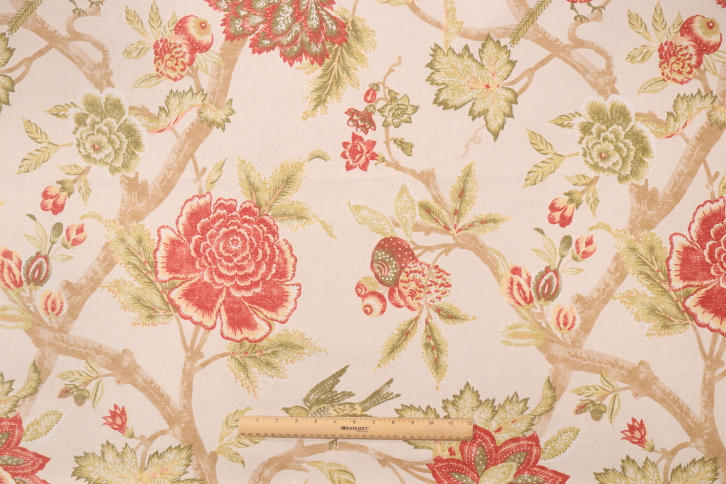 Thibaut Pondicherry F97948 Printed Linen Blend Drapery Fabric in Cream