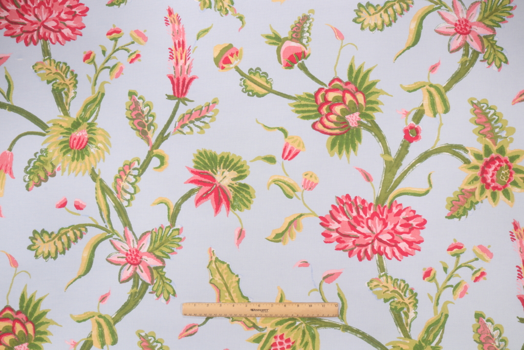 4 Yards Thibaut Georgetown F96135 Printed Cotton Drapery Fabric in Blue