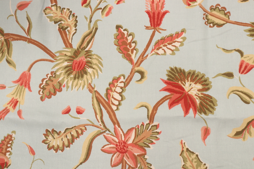 Thibaut Georgetown F96139 Printed Linen Drapery Fabric in Teal