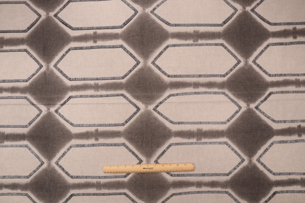 1 Yard Richloom Retro Hexagon Printed Cotton Drapery Fabric in Putty