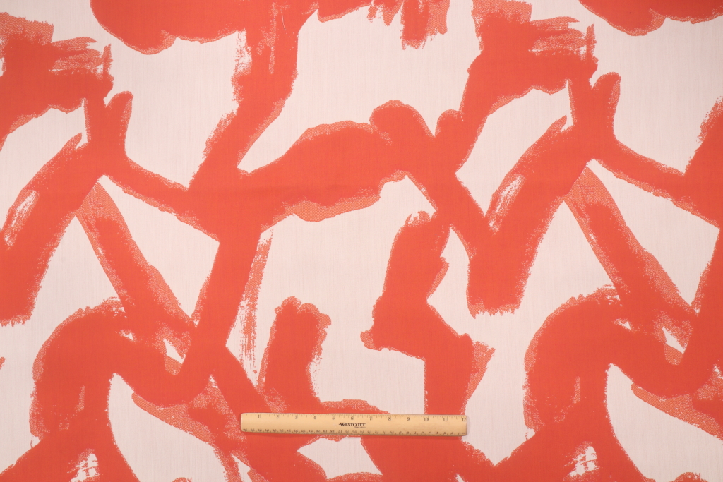Perennials Tangled Woven Solution Dyed Acrylic Outdoor Fabric in Red Coral