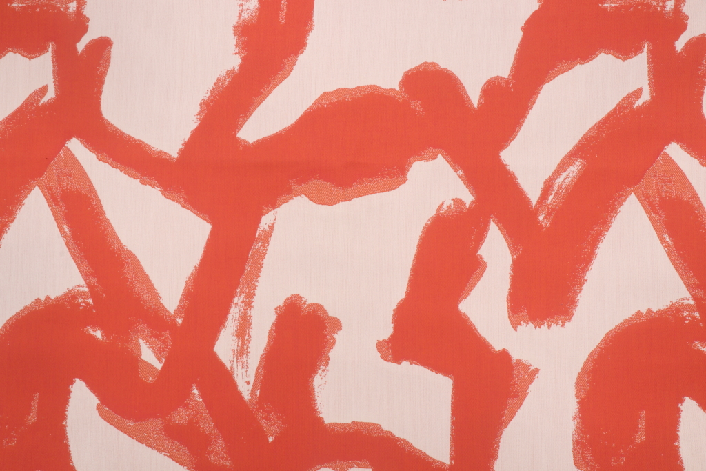 Perennials Tangled Woven Solution Dyed Acrylic Outdoor Fabric in Red Coral