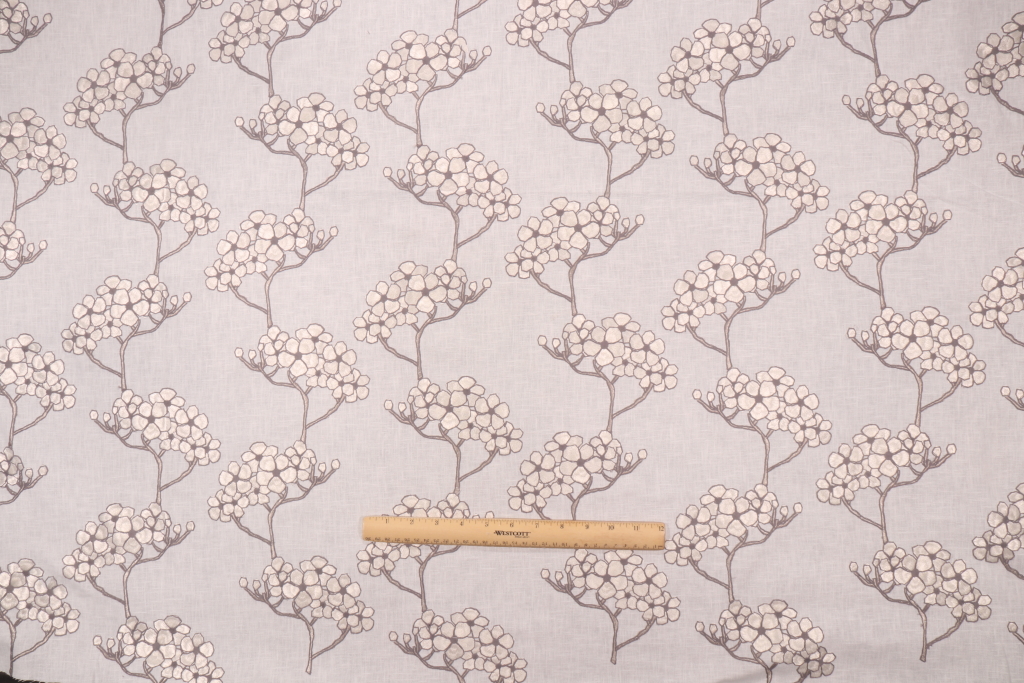 Valiant Fabrics Addison Embroidered Drapery Fabric in Snow