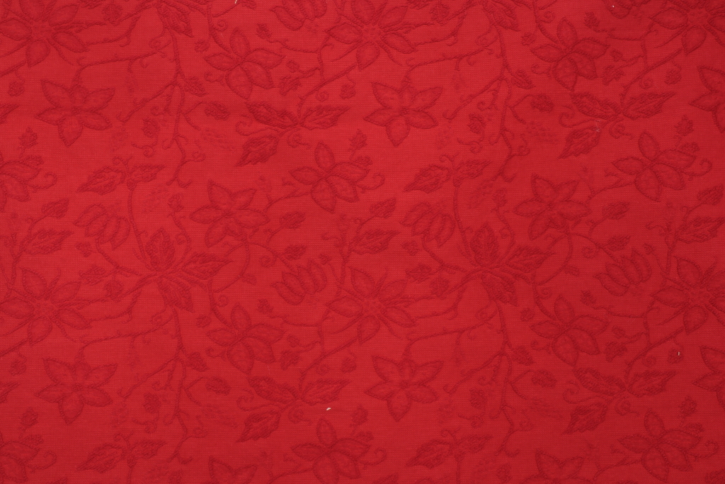 1.63 Yards Floral Woven Upholstery Fabric in Cherry Red