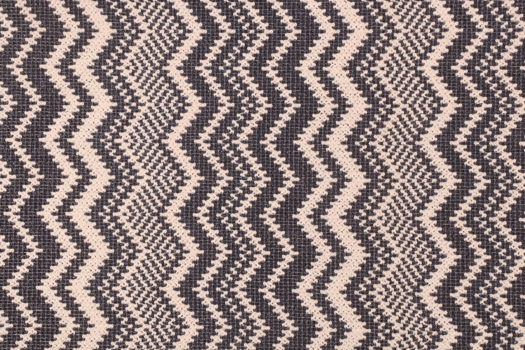 Chevron Woven Outdoor Poof Fabric in Navy