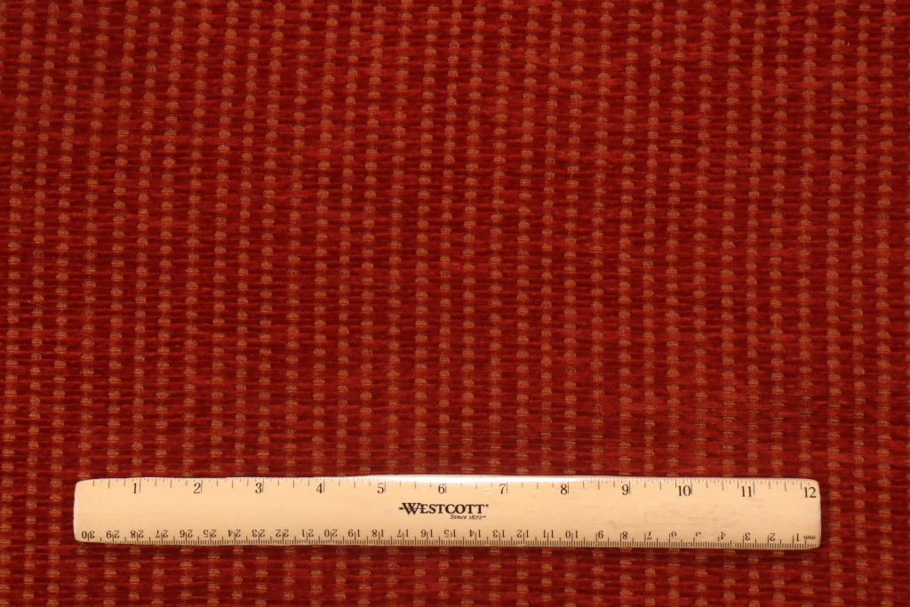 1 Yard Basket Weave Woven Chenille Upholstery Fabric in Paprika