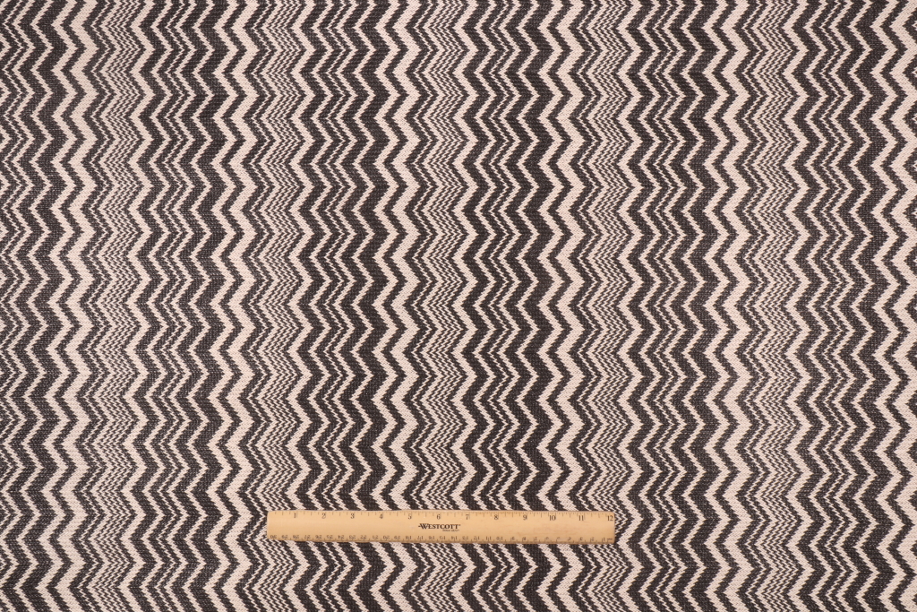 7.75 Yards Chevron Woven Outdoor Poof Fabric in Black/Natural