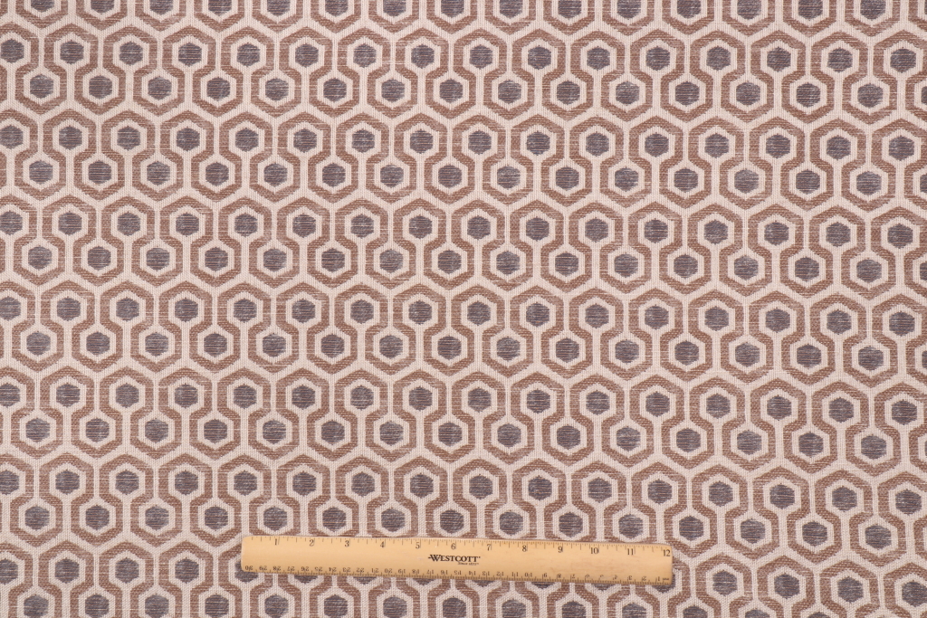 7 Yards Retro Hex Woven Upholstery Fabric in Cadet