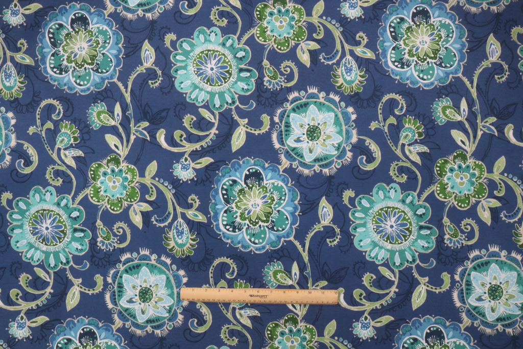 Richloom Fanfare Printed Polyester Outdoor Fabric in Capri