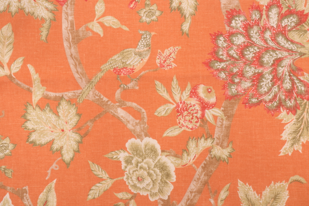 1.6 Yards Thibaut Pondicherry Printed Cotton Drapery Fabric F97947