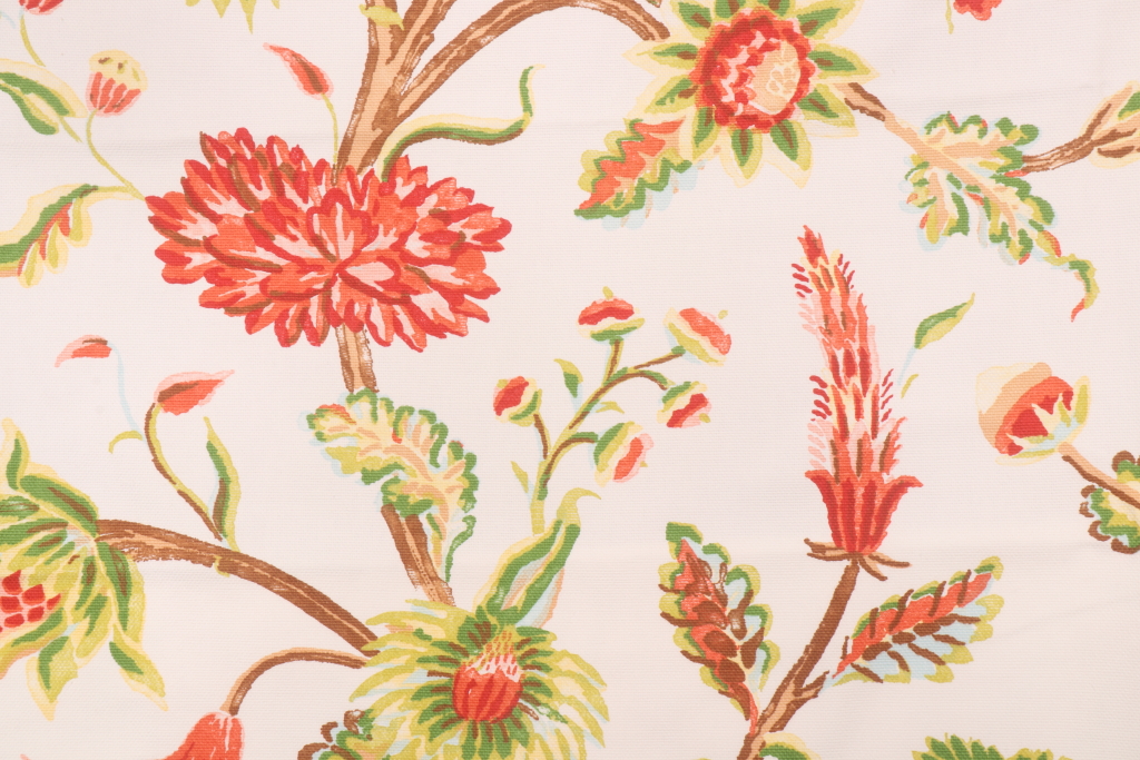 3.8 Yards Thibaut F96140 Georgetown Printed Cotton Drapery Fabric in White