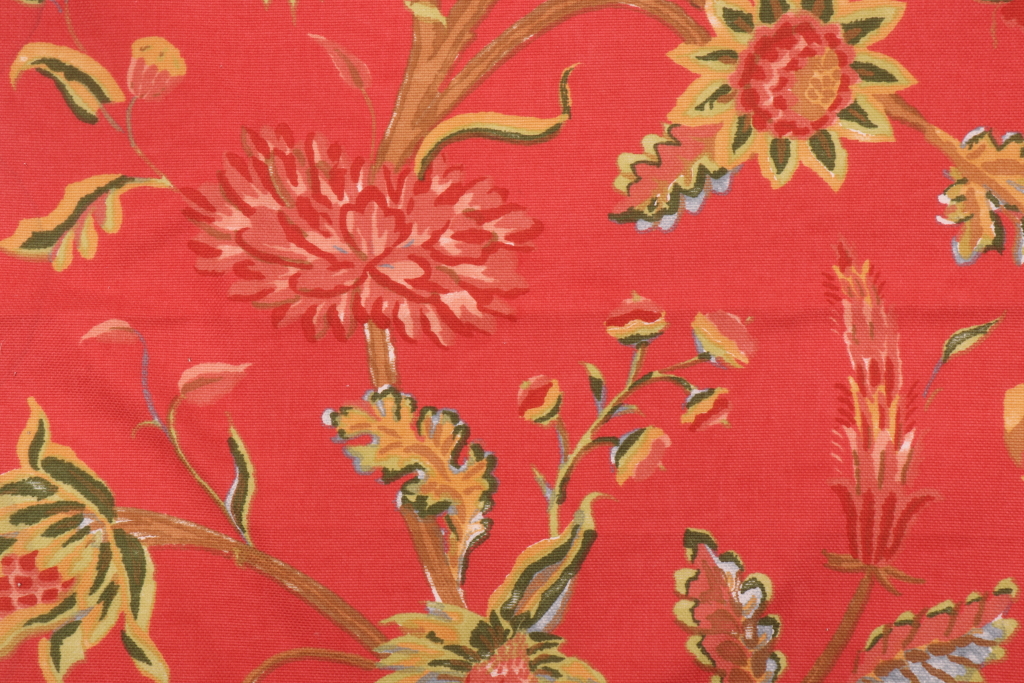 3/4 Yard Thibaut F96138 Georgetown Printed Cotton Drapery Fabric in Red