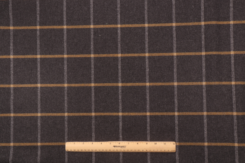6.25 Yards Window Pane Check Wool Blend Upholstery Fabric in Graphite