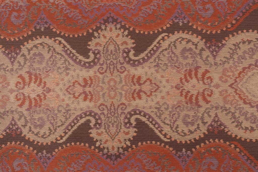 Medallion Stripe Tapestry Upholstery Fabric in Rust