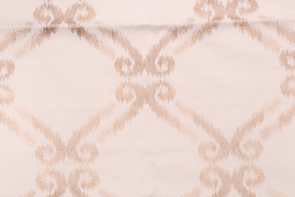 3 Yards Scroll Frame Embroidered Drapery Fabric in Linen