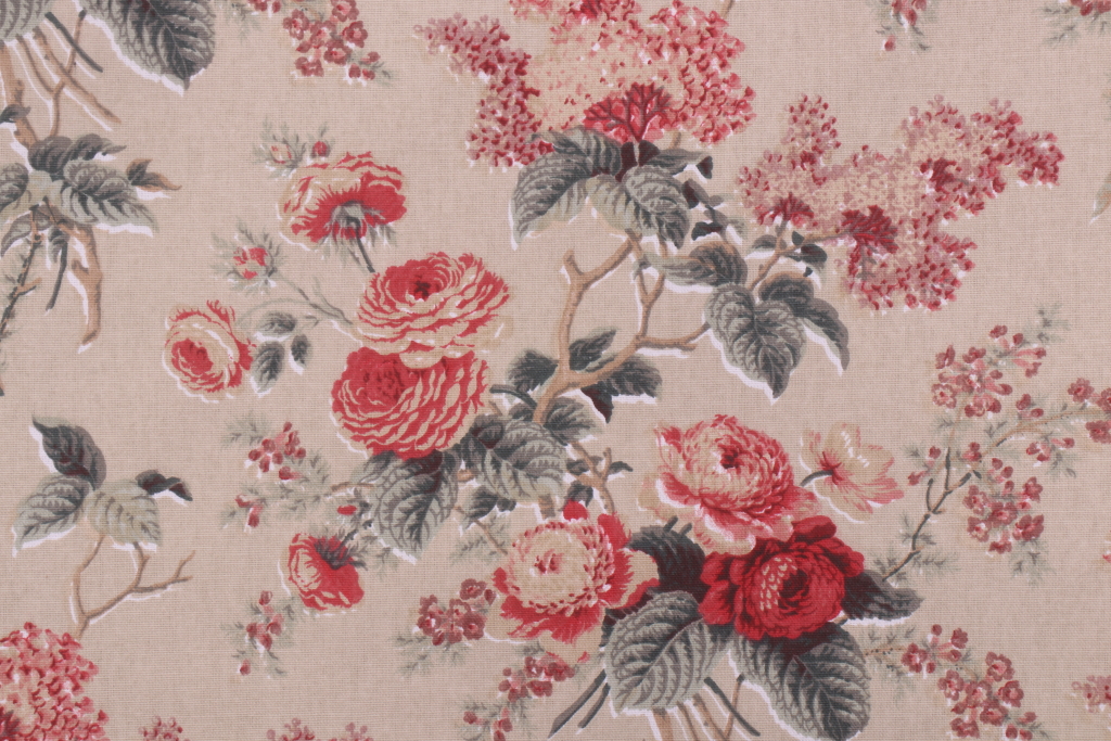 4 Yards Waverly Emma's Garden Printed Cotton Drapery Fabric in Rosewood
