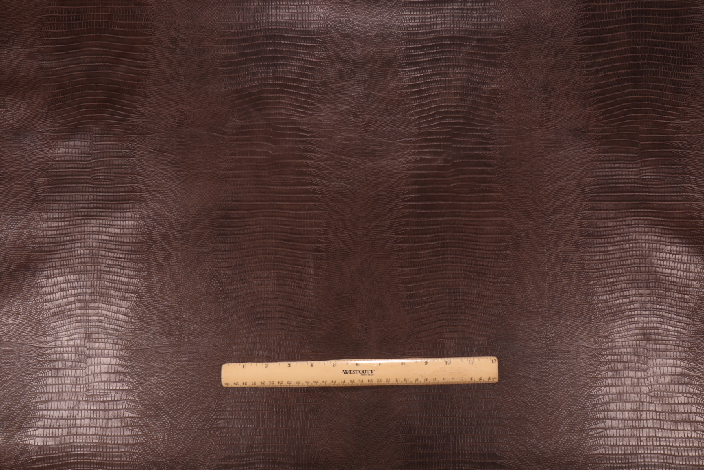 Snakeskin Patterned Vinyl Upholstery Fabric in Brown