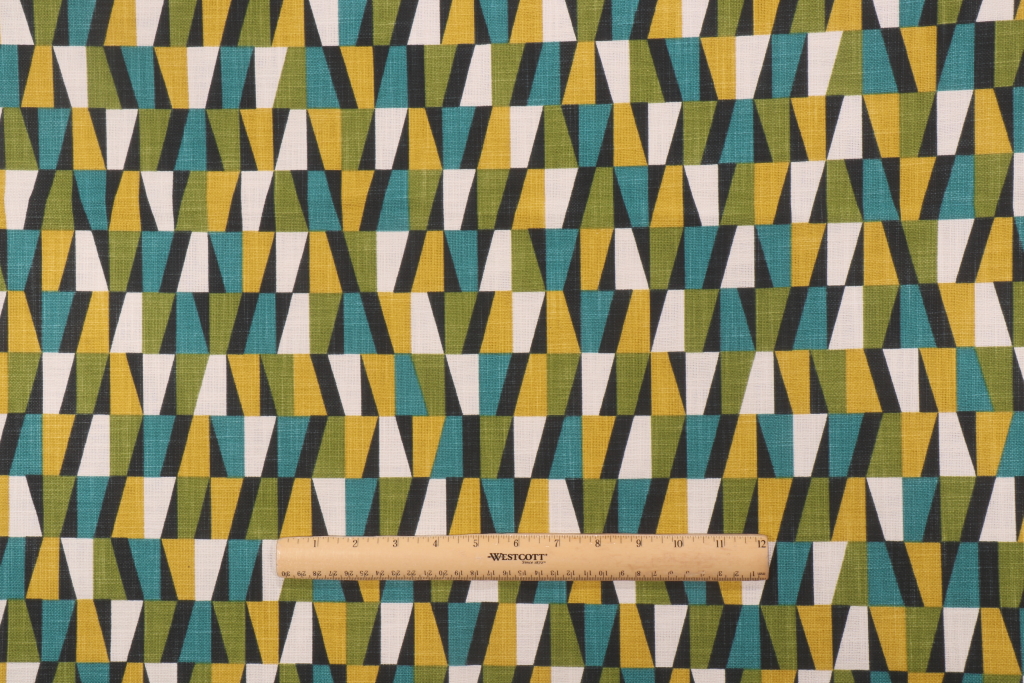 Covington Decken Printed Cotton Drapery Fabric in 524-Mediterranean Blue