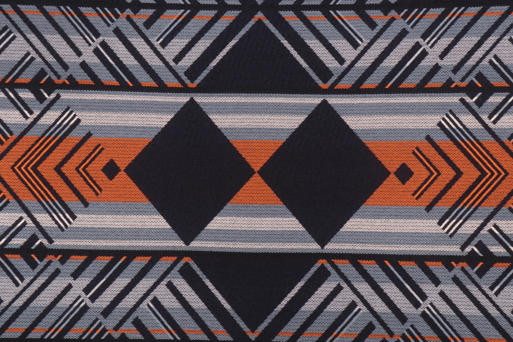 3.63 Yards Aztec Diamond Tapestry Upholstery Fabric in Orange/Blue