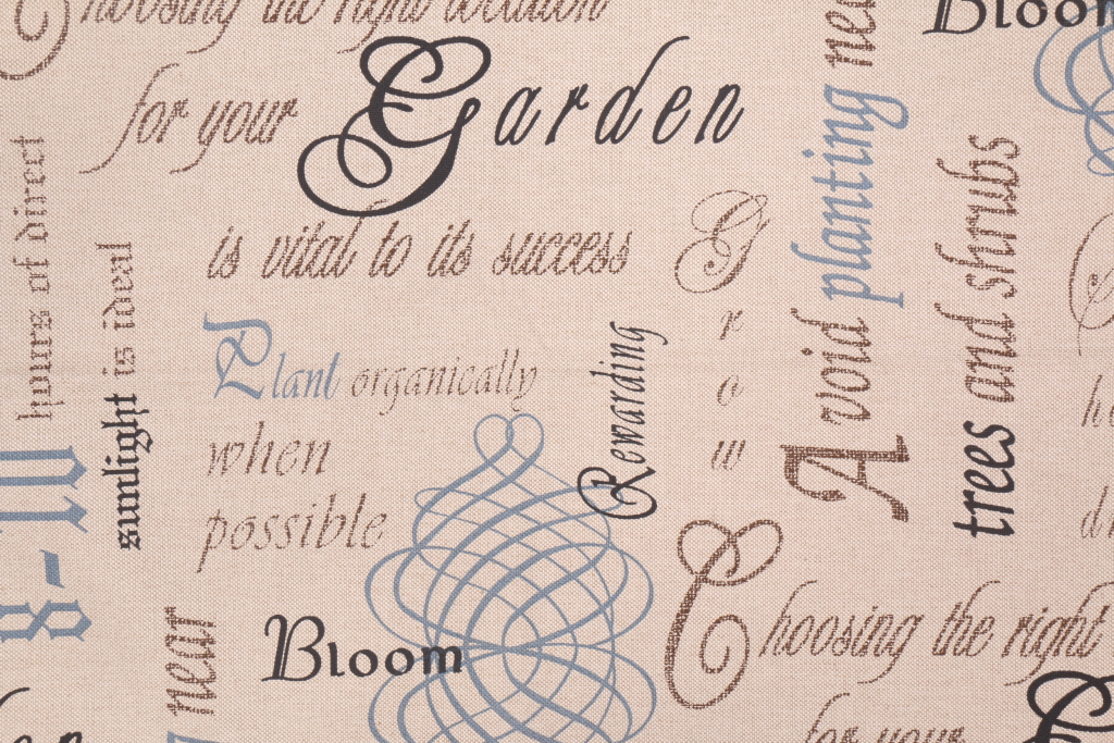 1.3 Yards Chats Word Printed Cotton Drapery Fabric