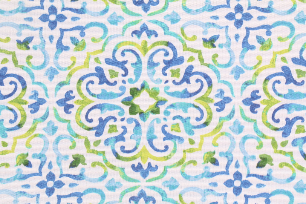 Richloom Solarium Reina Printed Polyester Outdoor Fabric in Capri