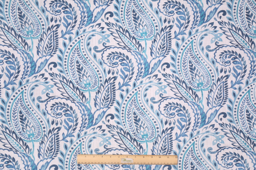 Richloom Algura Printed Cotton Drapery Fabric in Denim
