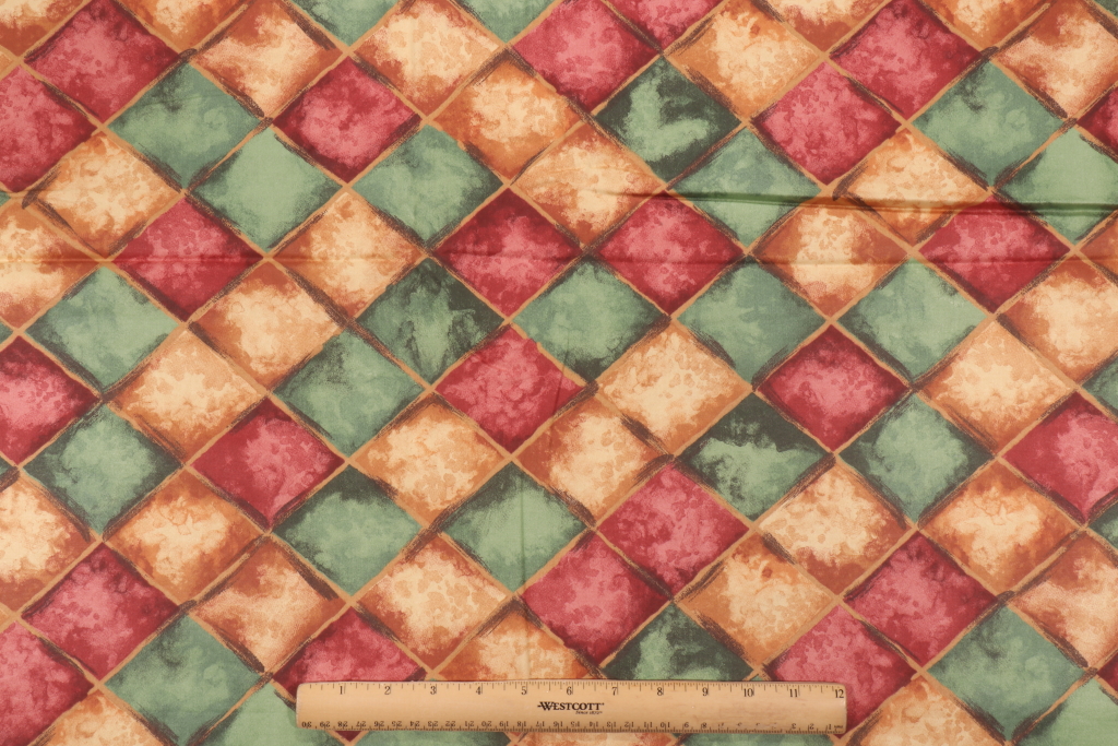 1.25 Yards Mansion Textiles Check Printed Cotton Drapery Fabric in Festival