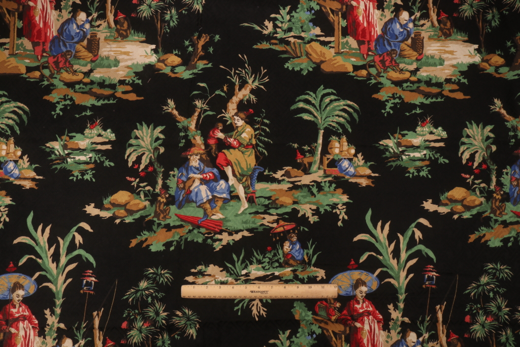 1 Yard Portfolio Singerie Printed Cotton Jacquard Drapery Fabric