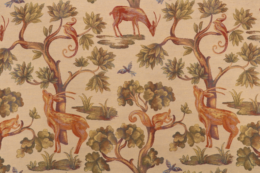 Forest Tapestry Upholstery Fabric in Natural
