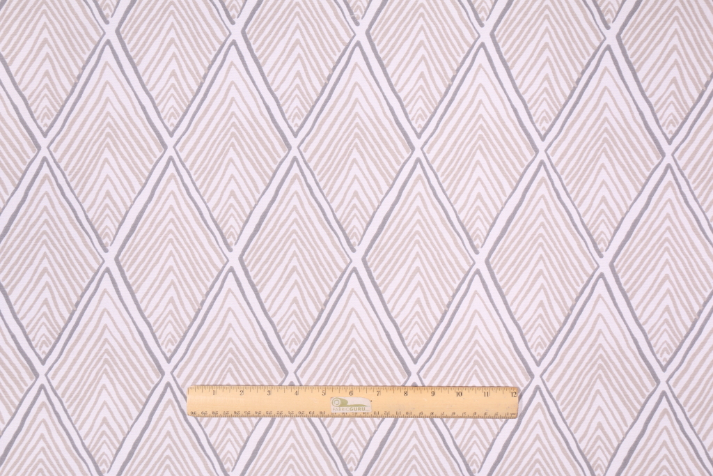 Robert Allen Rhombi Forms Printed Cotton Drapery Fabric in Linen