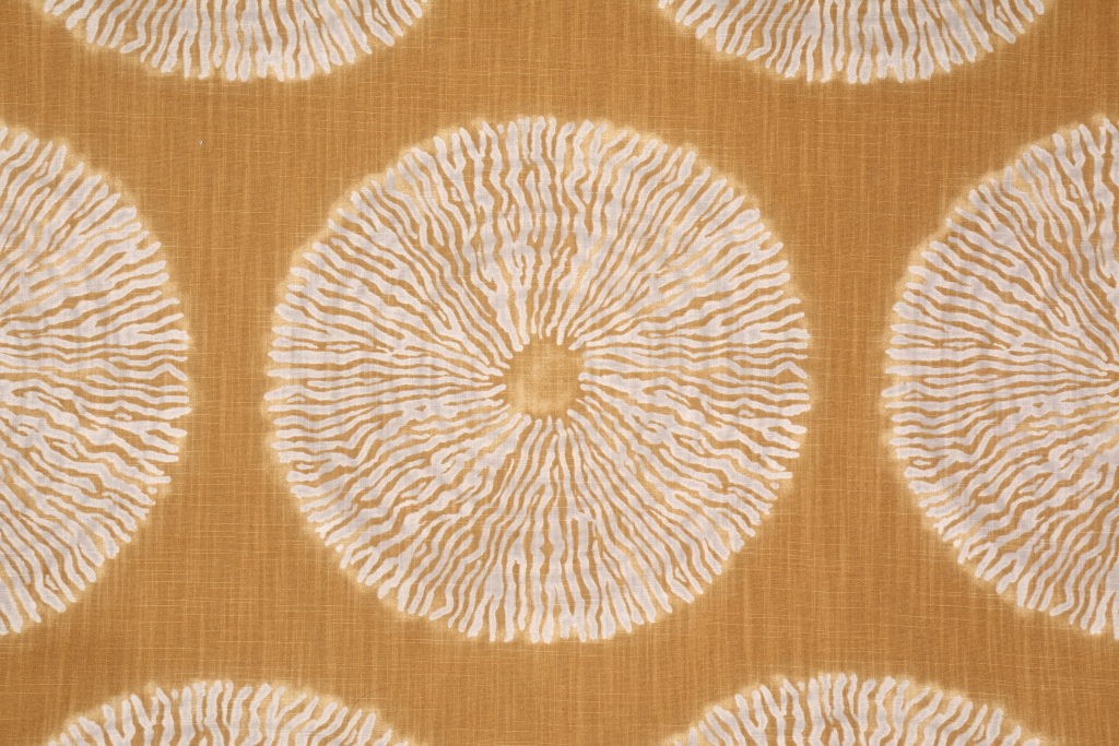 Robert Allen Shibori Sol Printed Cotton Drapery Fabric in Amber