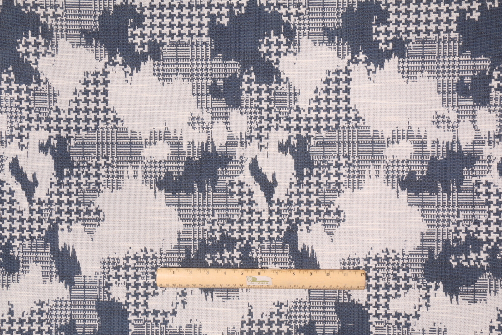 Robert Allen Plaid World Tapestry Upholstery Fabric in Indigo